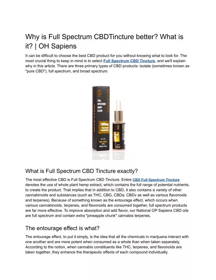 PPT - Why is Full Spectrum CBDTincture better_ What is it_ _ OH Sapiens ...
