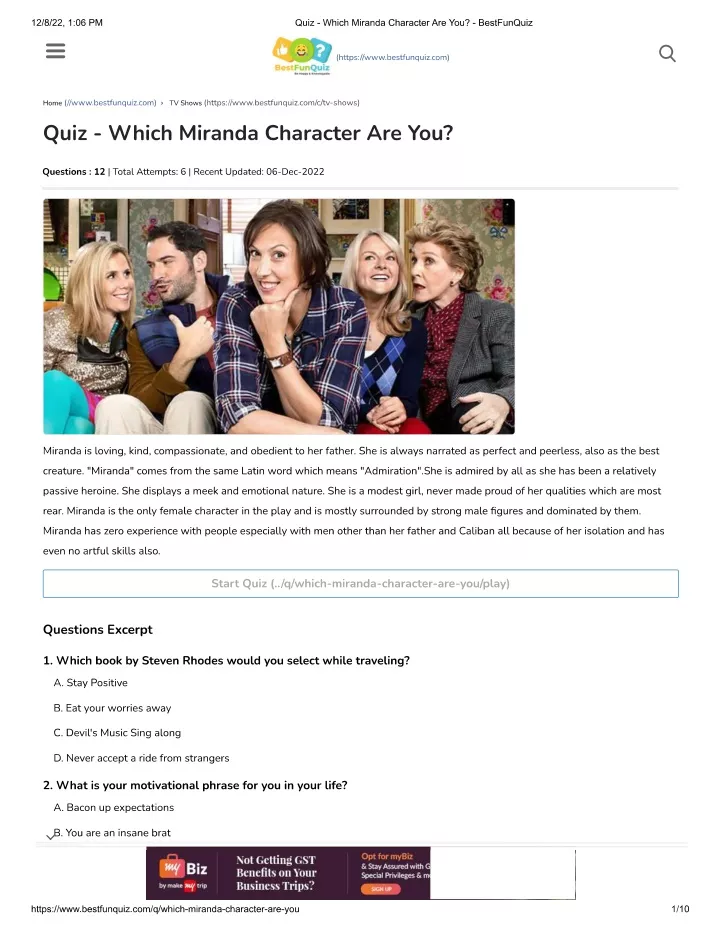 PPT - Which Miranda Character Are You? PowerPoint Presentation, free ...