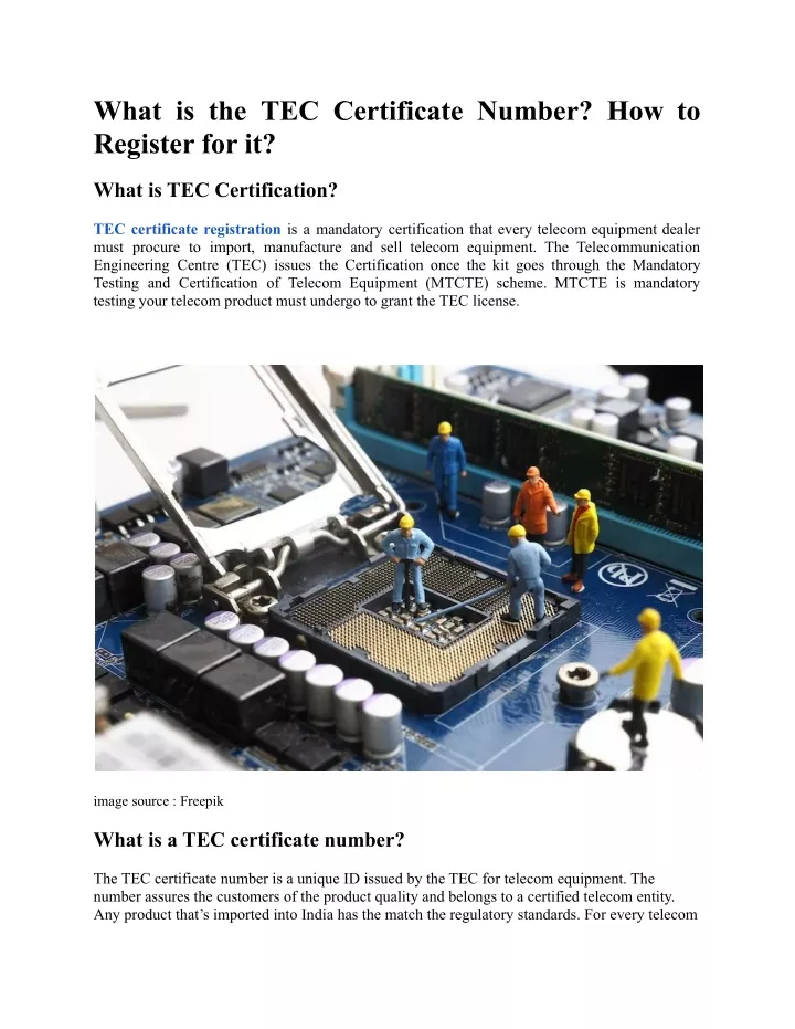 PPT - What is the TEC Certificate Number? How to register for it ...