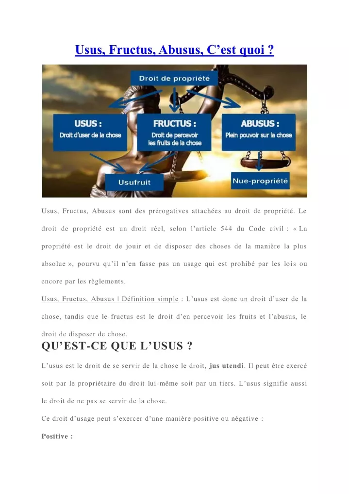 PPT - Usus, Fructus, Abusus | Définition PowerPoint Presentation, free ...