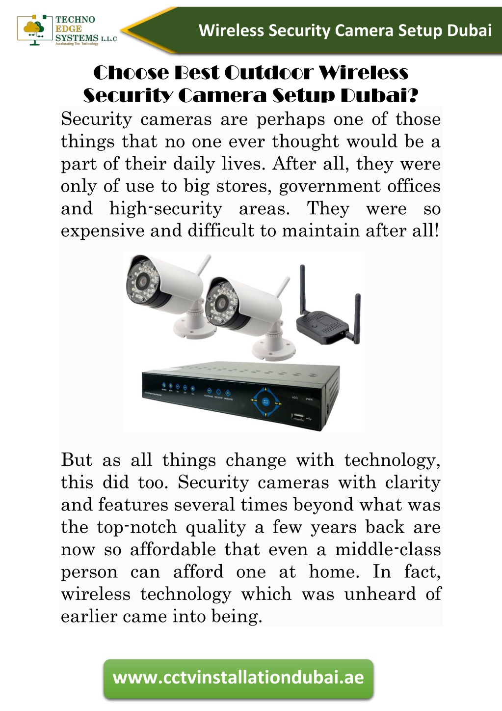 PPT - Choose Best Outdoor Wireless Security Camera Setup Dubai ...