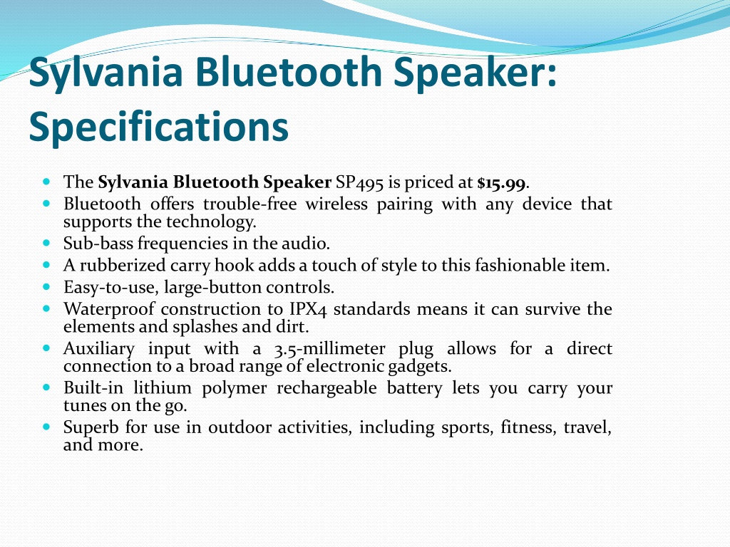PPT - Best Things About Sylvania Bluetooth Speaker Review PowerPoint ...