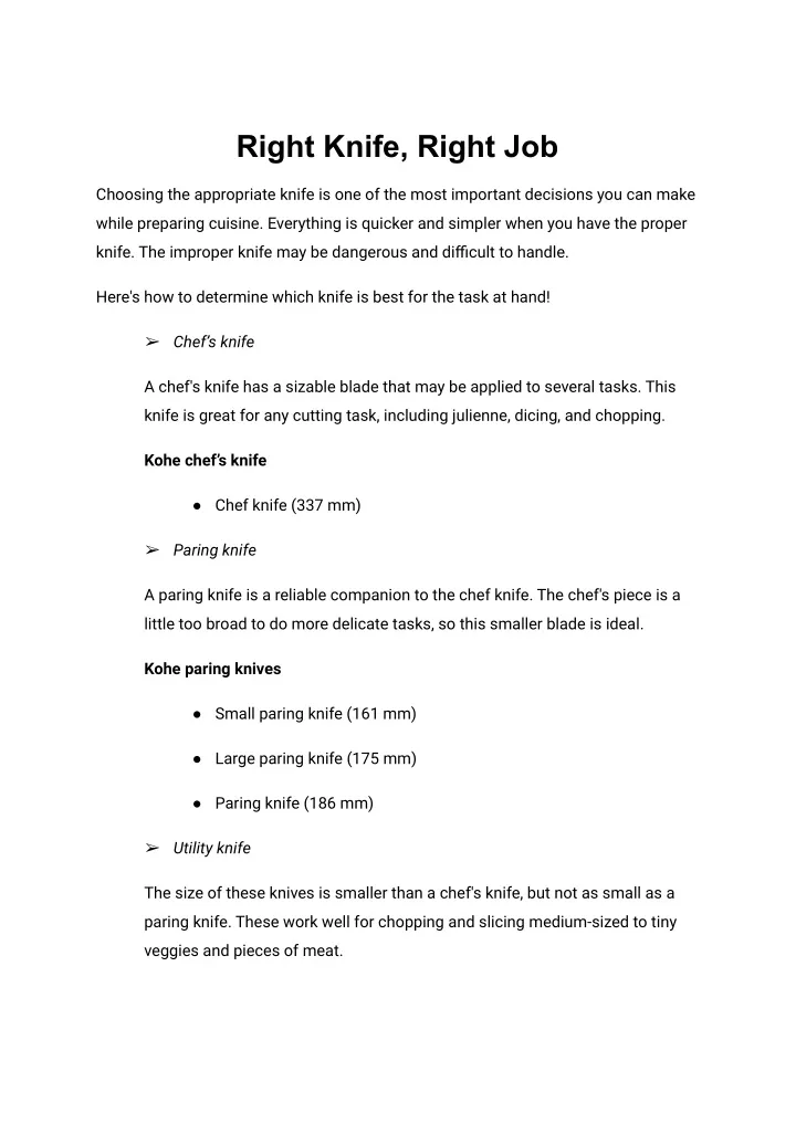 PPT - Right Knife, Right Job PowerPoint Presentation, free download ...
