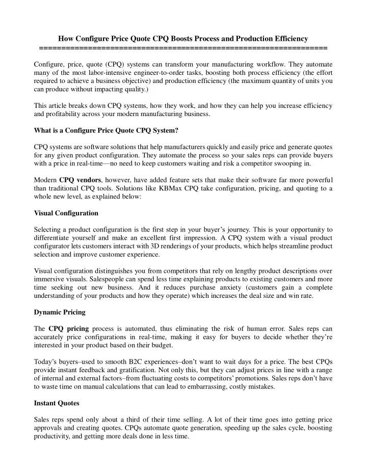 PPT - How Configure Price Quote CPQ Boosts Process and Production ...