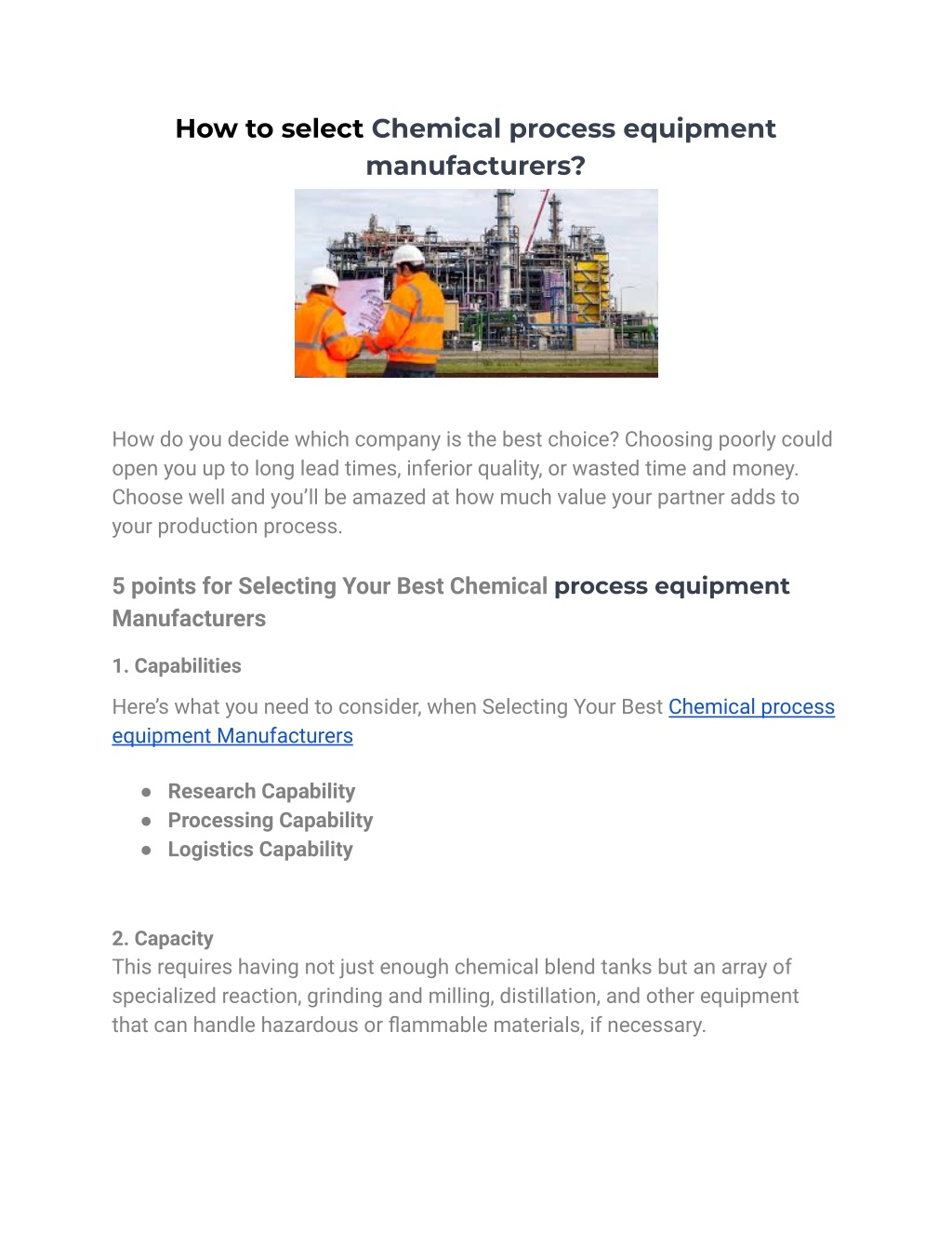 PPT - How to select Chemical process equipment manufacturers ...