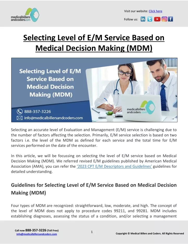 PPT - Selecting Level of E/M Service Based on Medical Decision Making ...