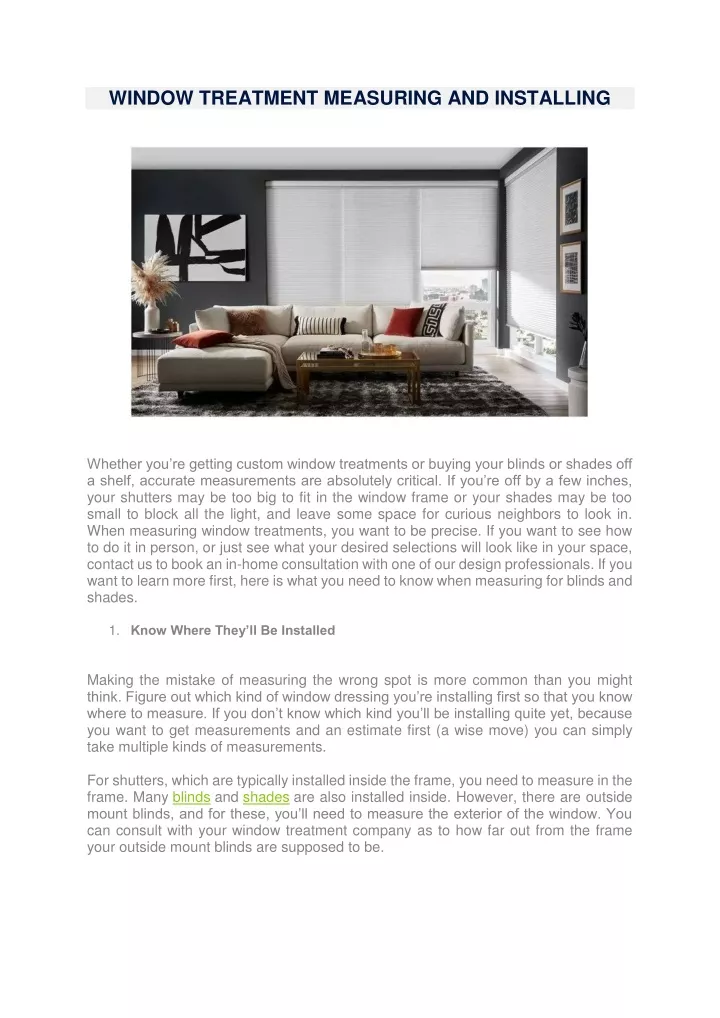 PPT - WINDOW TREATMENT MEASURING AND INSTALLING PowerPoint Presentation ...