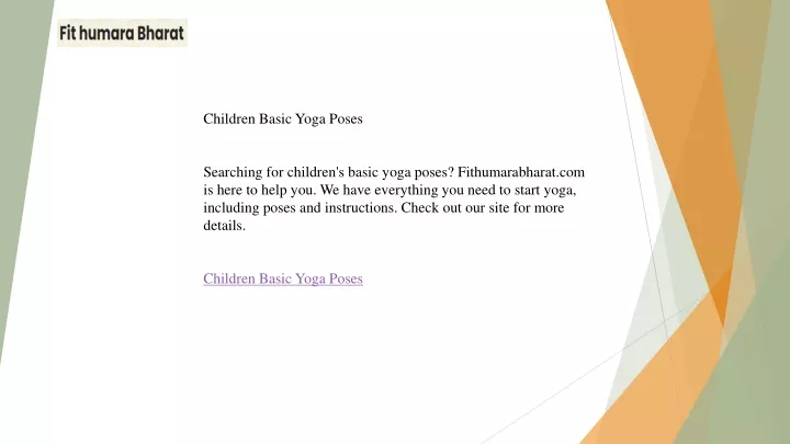 PPT - Children Basic Yoga Poses Fithumarabharat.com PowerPoint ...