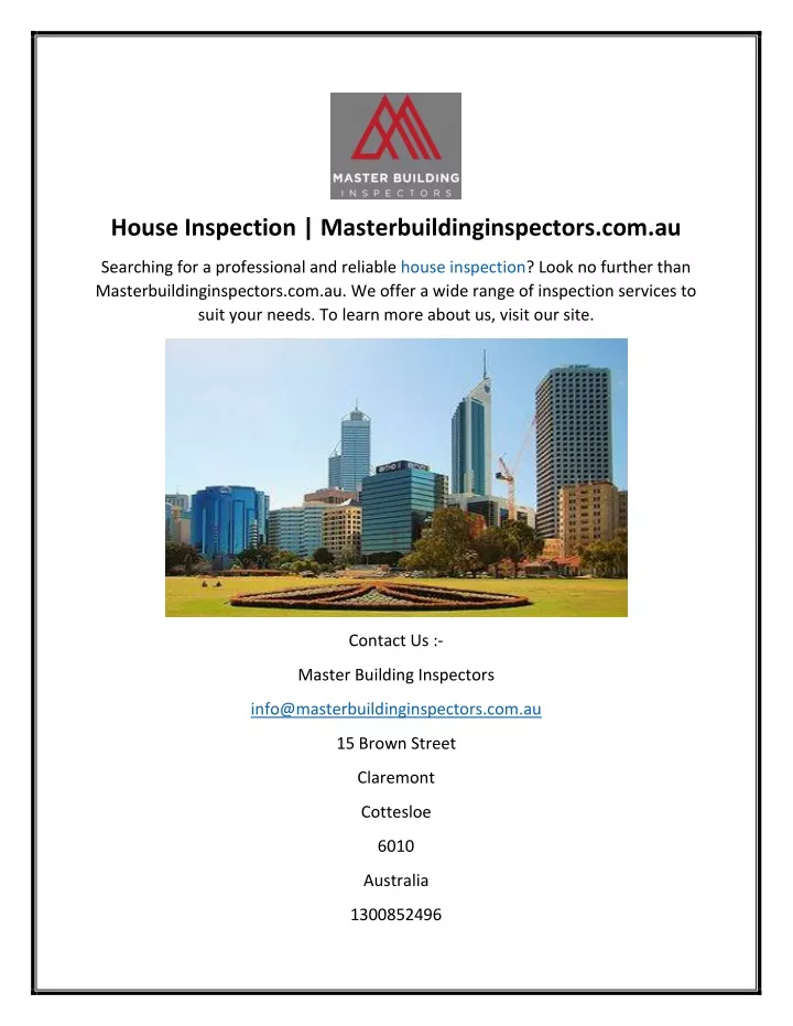 PPT - House Inspection Masterbuildinginspectors.com.au PowerPoint ...