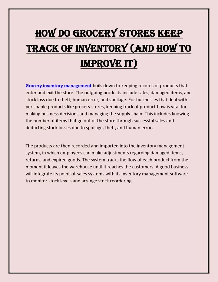 PPT - How Do Grocery Stores Keep Track of Inventory (and How to Improve ...