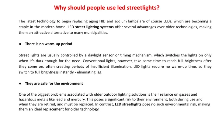 PPT - Why should people use led streetlights PowerPoint Presentation ...