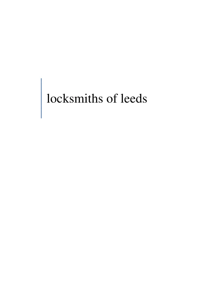 Ppt Locksmiths Of Leeds Significance Powerpoint Presentation Free