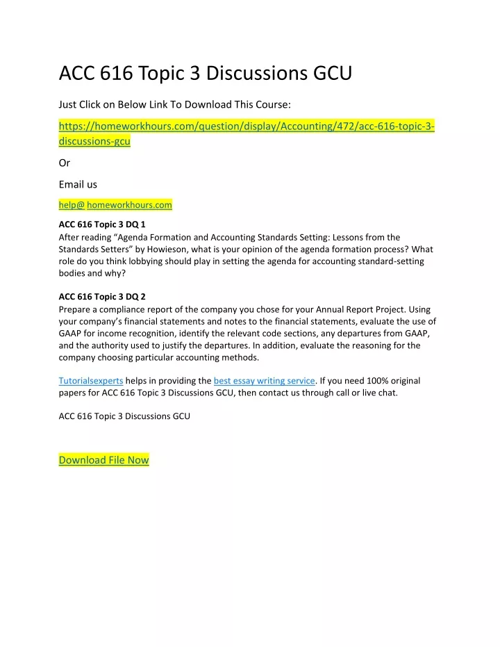 PPT - ACC 616 Topic 3 Discussions GCU PowerPoint Presentation, free ...