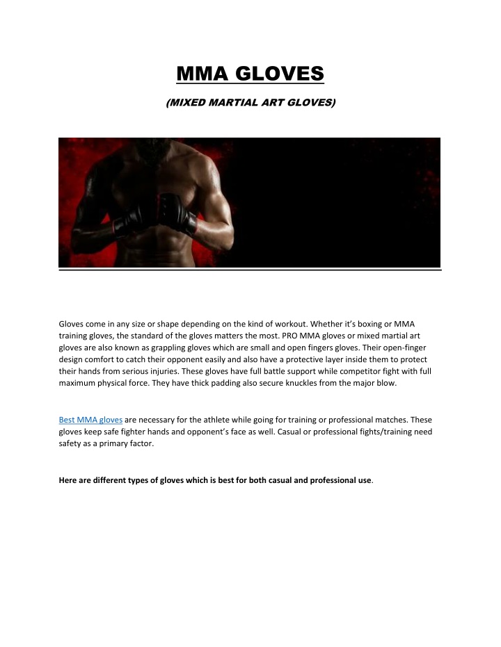 PPT - MMA GLOVES (MIXED MARTIAL ART GLOVES) PowerPoint Presentation ...