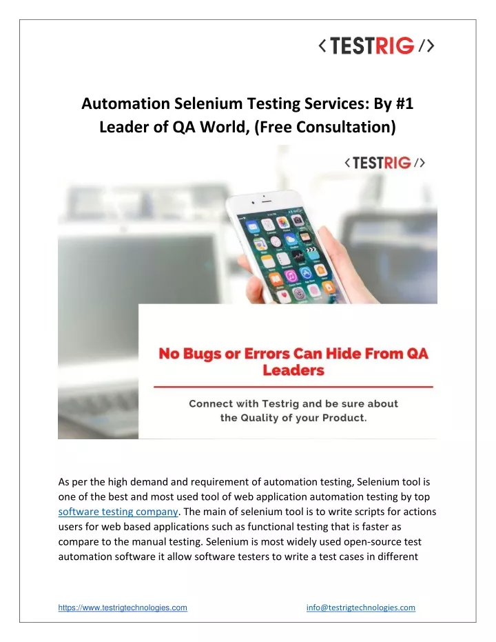 Ppt Automation Selenium Testing Services By 1 Leader Of Qa World Powerpoint Presentation Id 6299