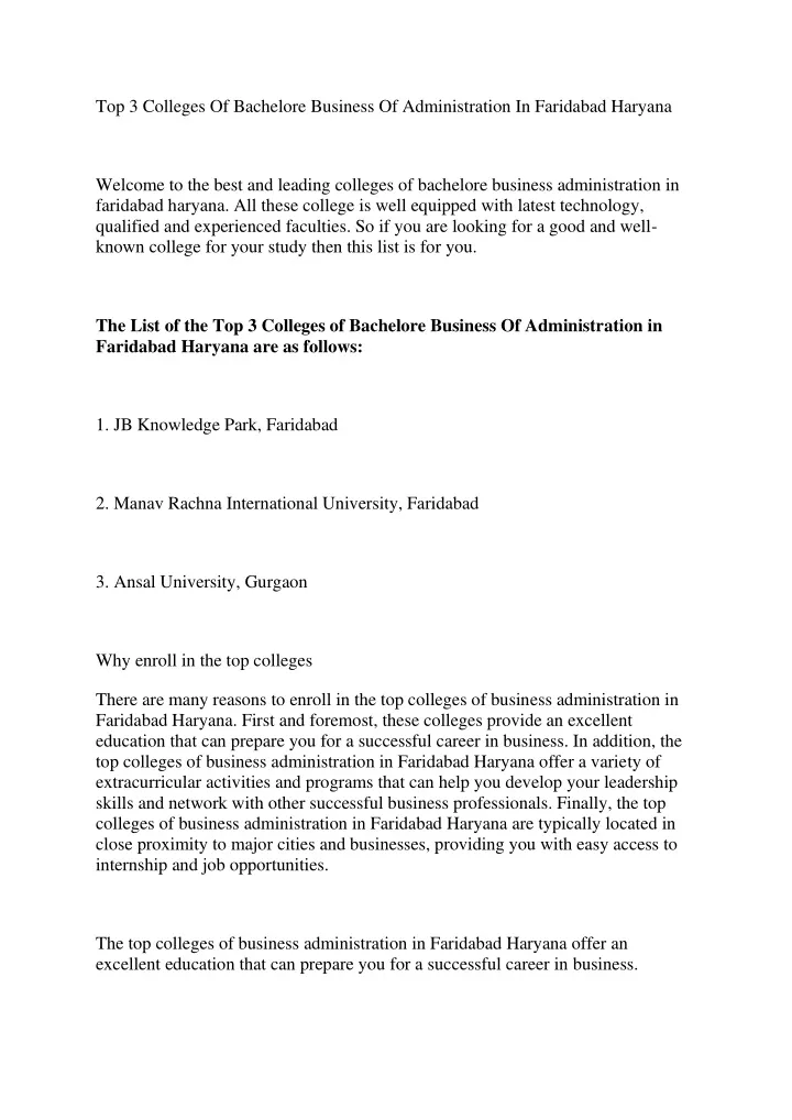 PPT - Top 3 Colleges Of Bachelore Business Of Administration In ... PPT - Top 3 Colleges Of Bachelore Business Of Administration In ...