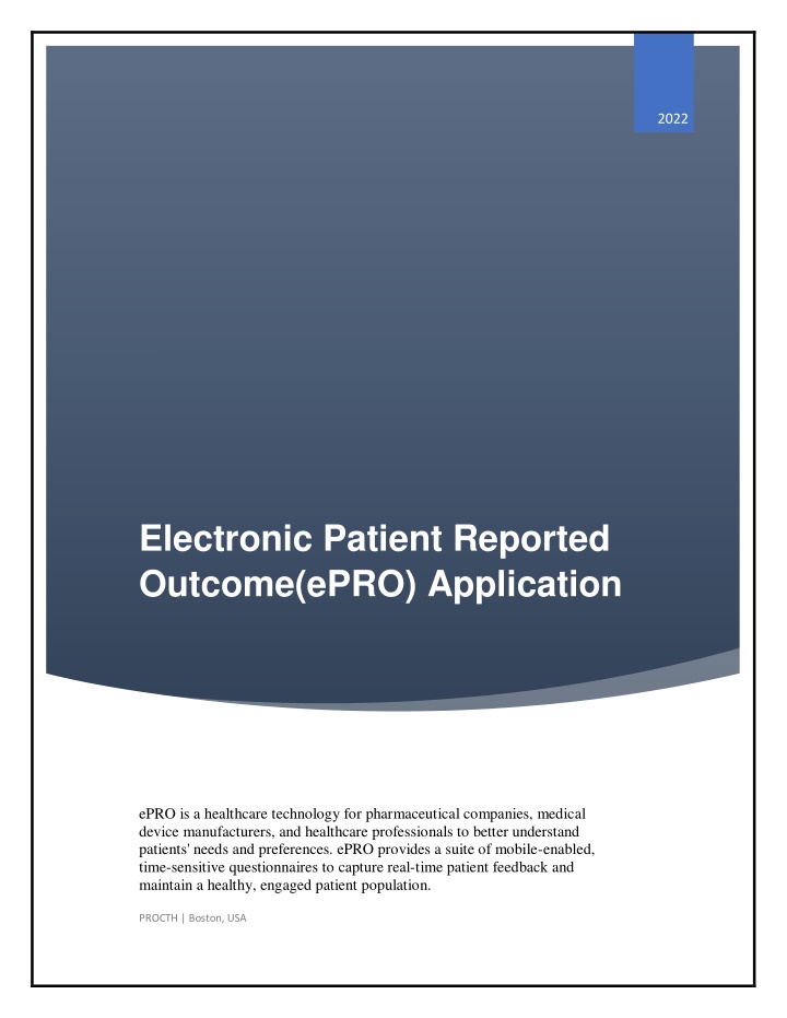 PPT - Electronic Patient Reported Outcome(ePRO) Application PowerPoint Presentation - ID:11814231