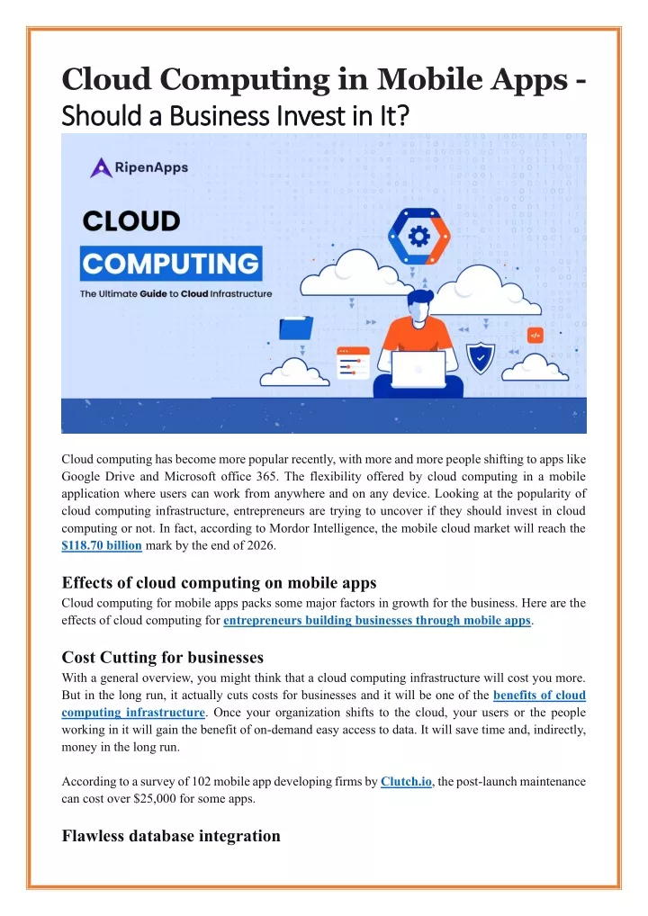 PPT - Cloud Computing in Mobile Apps Should a business invest in it ...