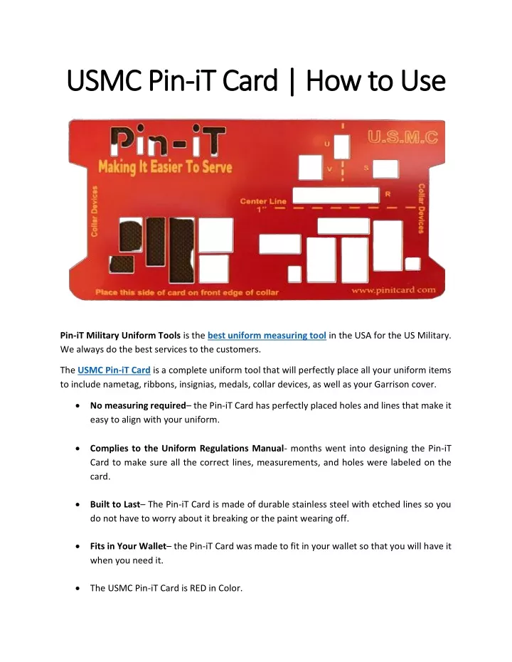 PPT - USMC Pin-iT Card PowerPoint Presentation, free download - ID:11814928