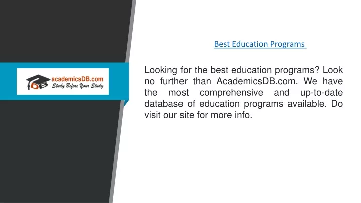 PPT - Best Education Programs | Academicsdb.com PowerPoint Presentation ...
