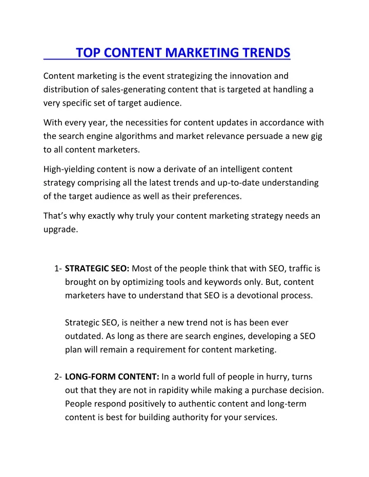 PPT - TOP CONTENT MARKETING TRENDS PowerPoint Presentation, free ...