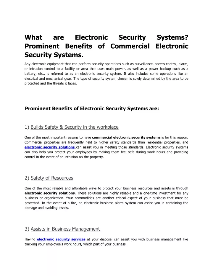 PPT - Benefits of Commercial Electronic Security Systems | JSS Group ...