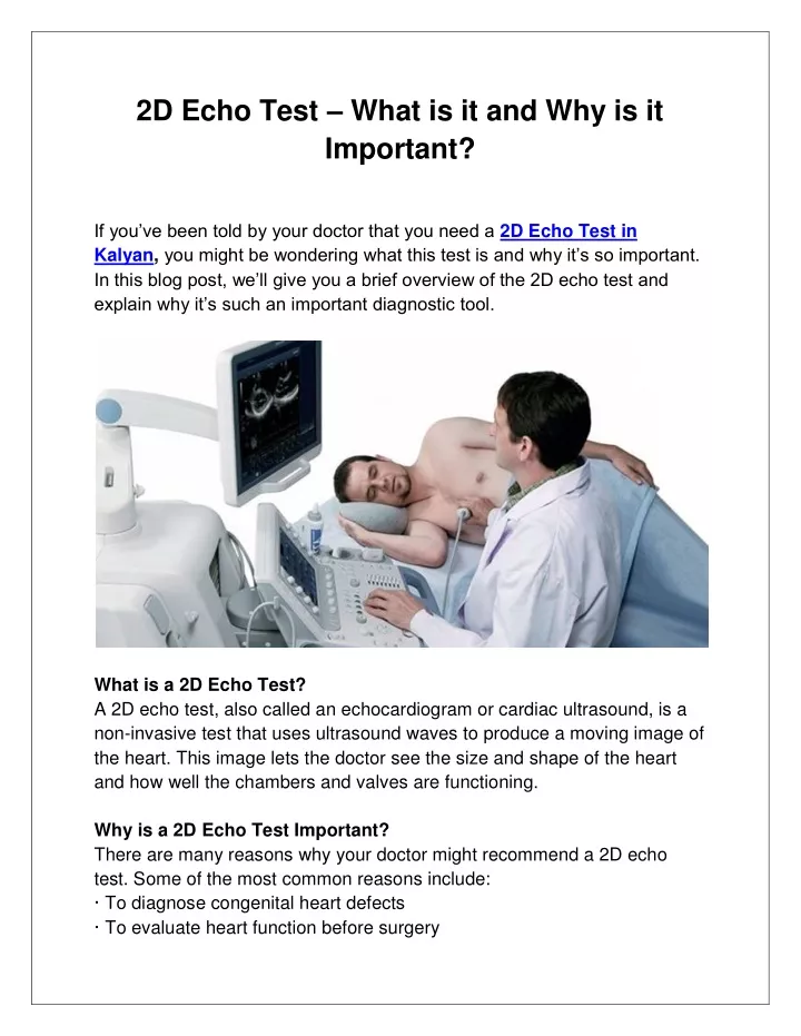 PPT - 2D Echo Test – What is it and Why is it Important? PowerPoint ...