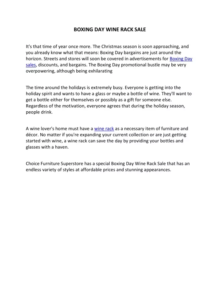 PPT - BOXING DAY WINE RACK SALE PowerPoint Presentation, free download ... PPT - BOXING DAY WINE RACK SALE PowerPoint Presentation, free download ...