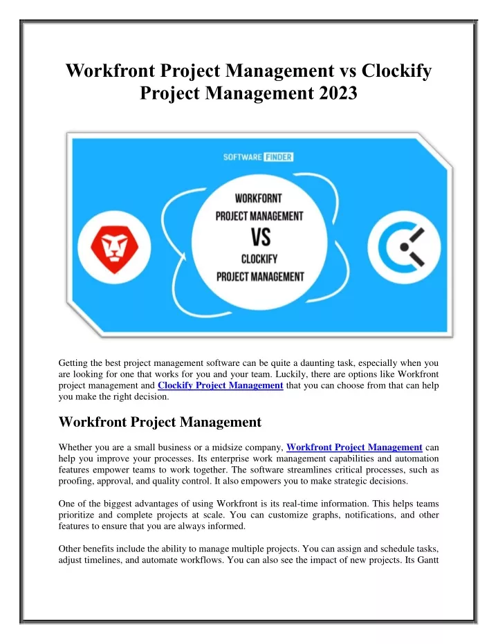 PPT - Workfront Project Management vs Clockify Project Management 2023 ...