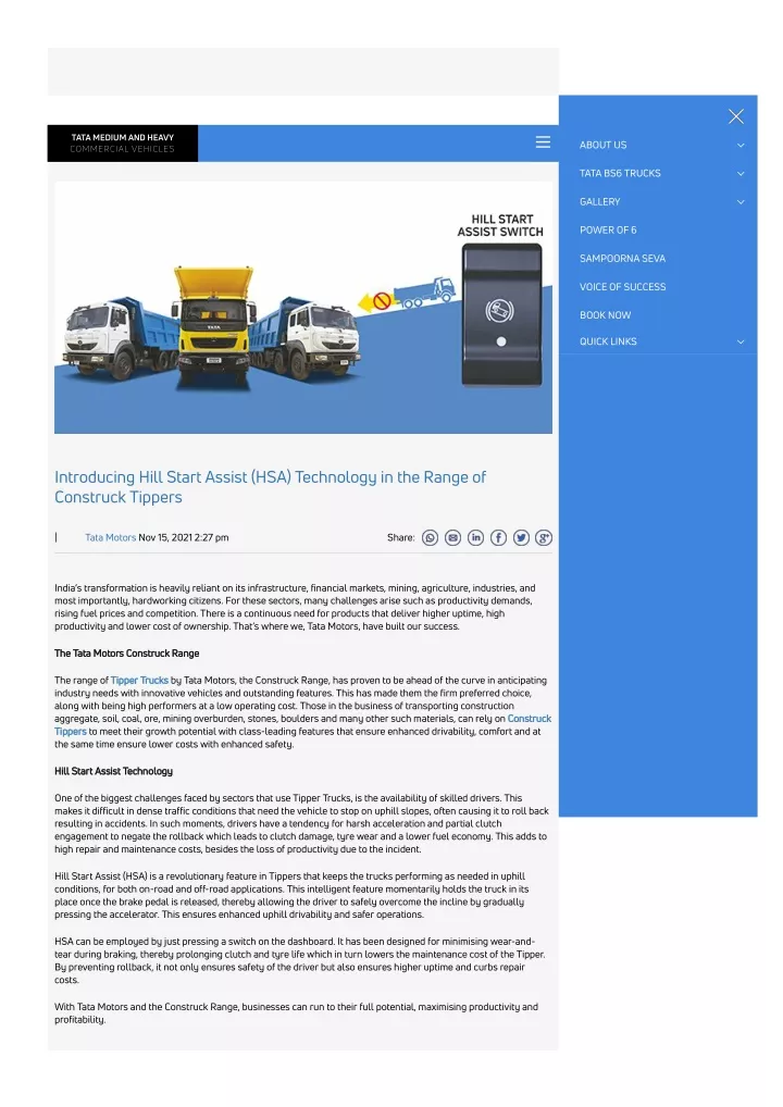 PPT - Introducing Hill Start Assist (HSA) Technology in the Range of ...