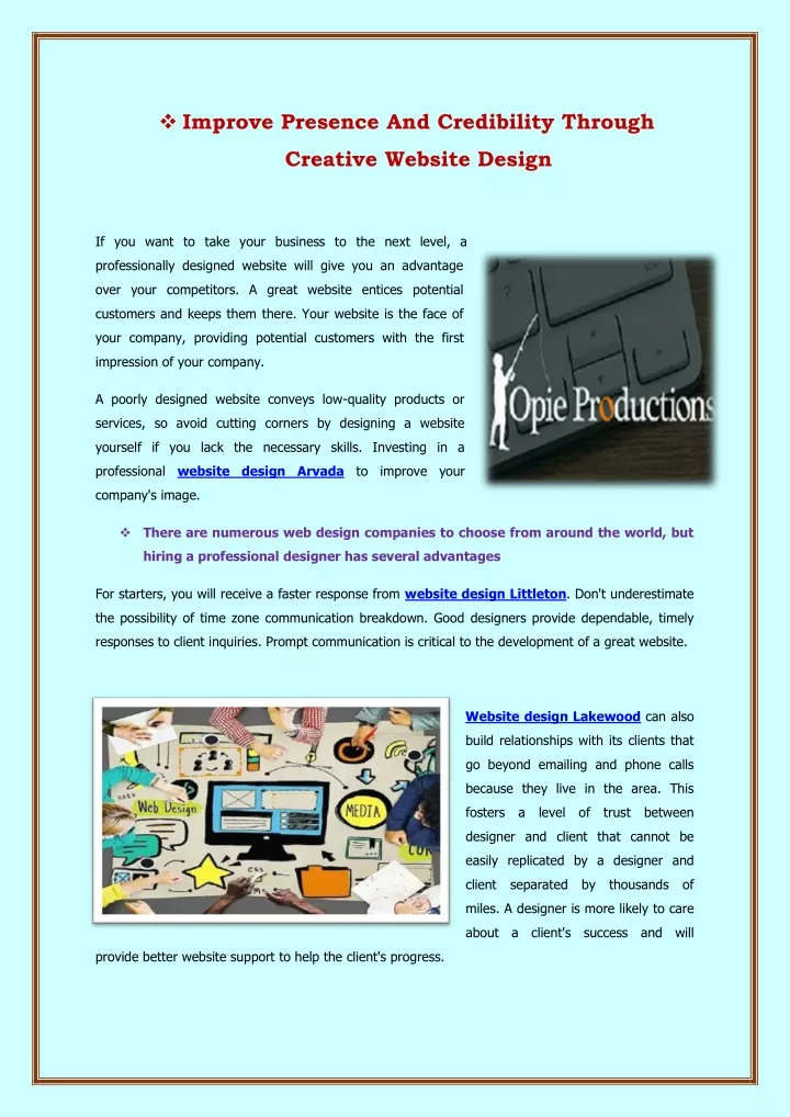 PPT - Improve Presence And Credibility Through Creative Website Design ...