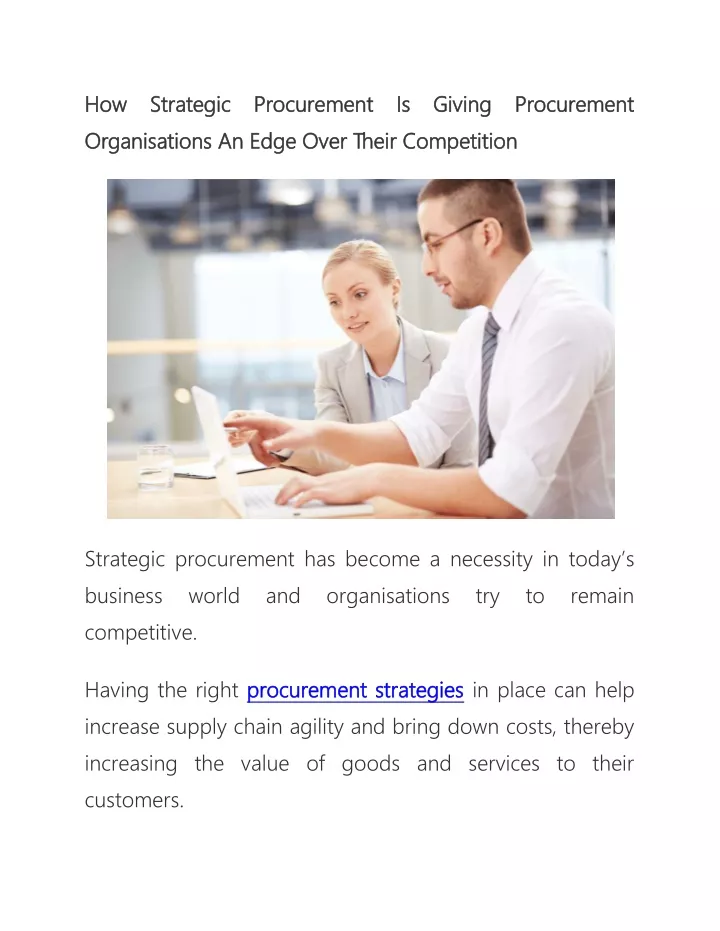 PPT - How Strategic Procurement Is Giving Procurement Organisations An ...