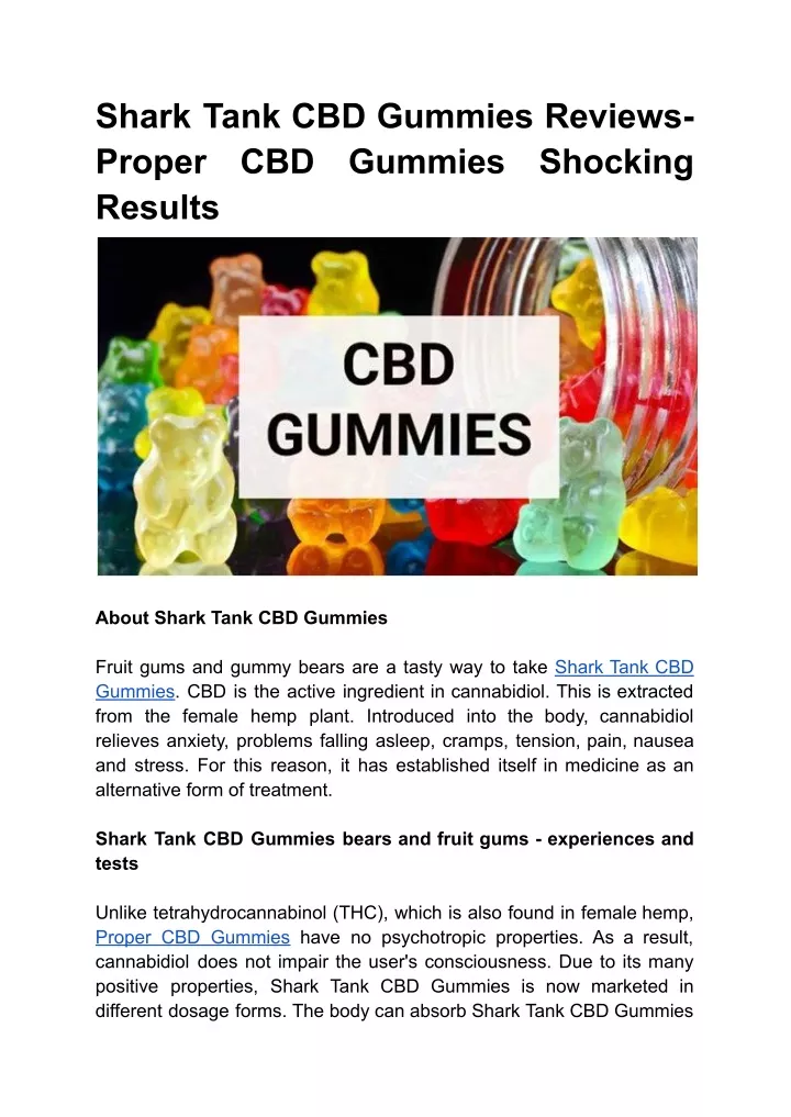 Ppt Shark Tank Cbd Gummies Reviews Proper Cbd Gummies Shocking