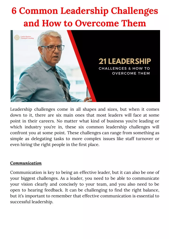 PPT - 6 Common Leadership Challenges and How to Overcome Them ...