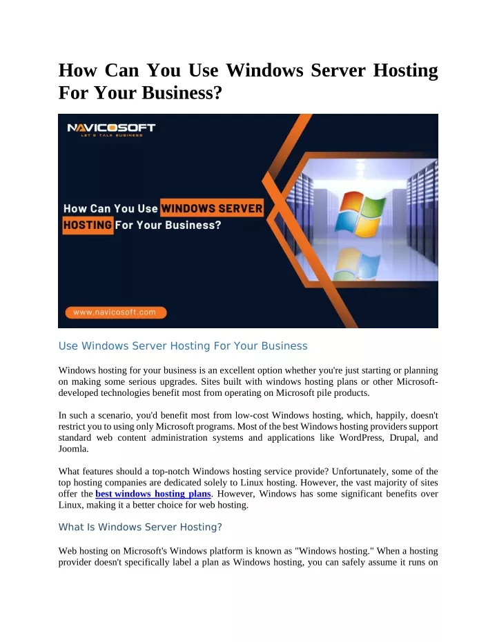 PPT - How Can You Use Windows Server Hosting For Your Business ...