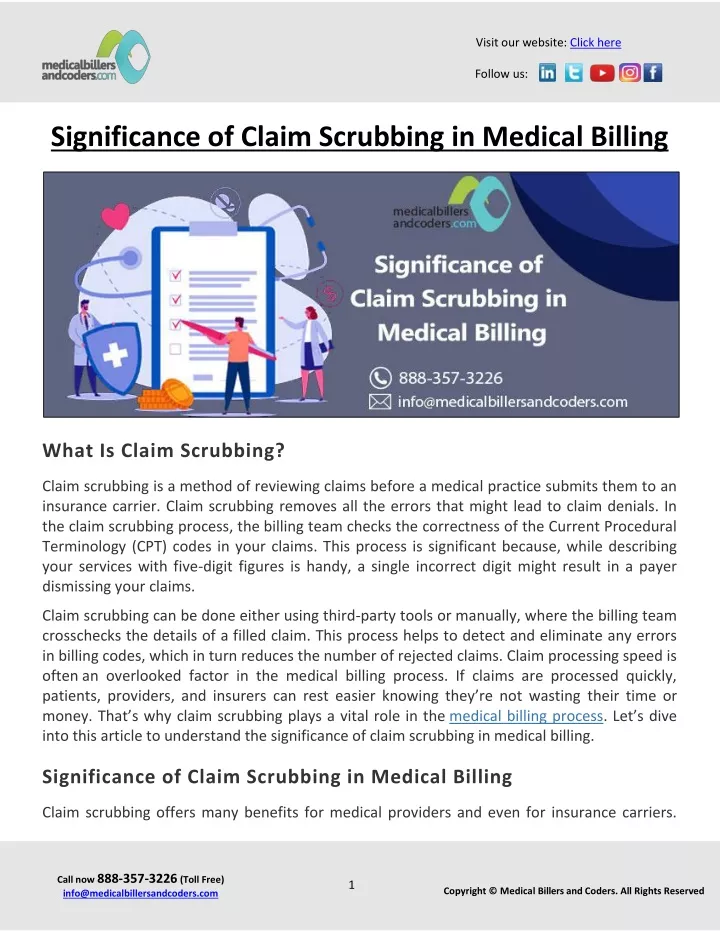 PPT - Significance of Claim Scrubbing in Medical Billing PowerPoint Presentation - ID:11820619