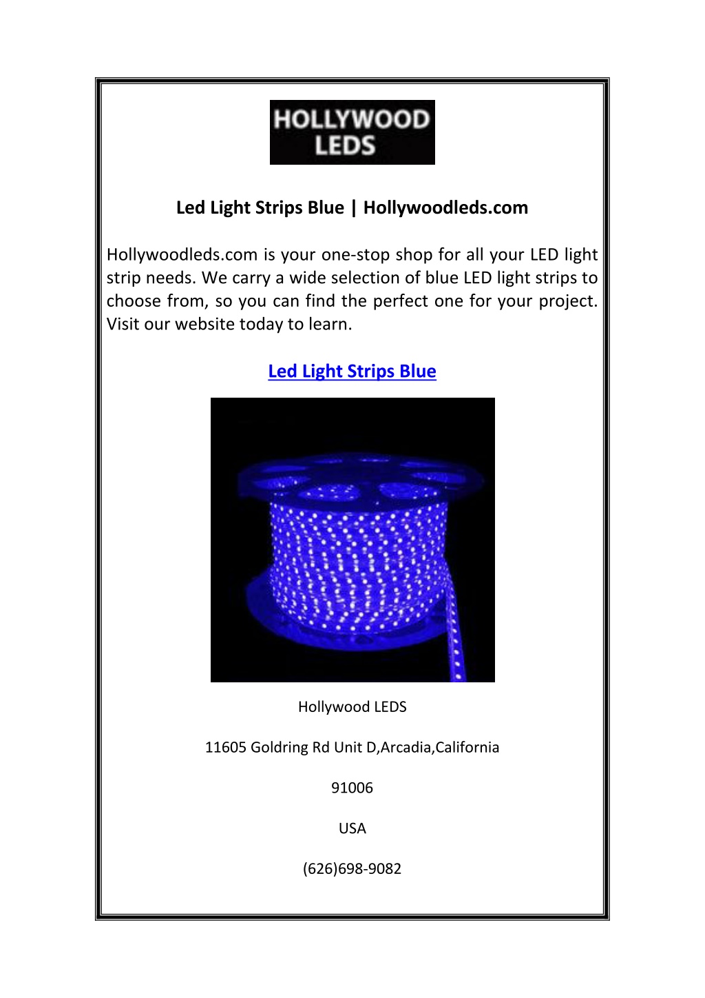 PPT - Led Light Strips Blue Hollywoodleds.com PowerPoint Presentation ...
