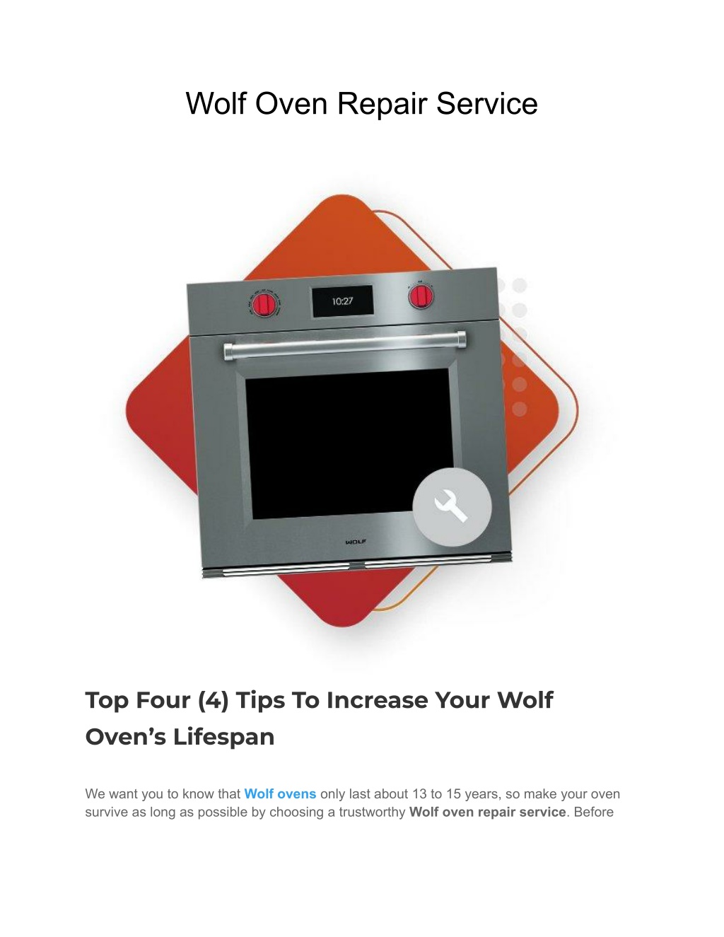 PPT - Top Four (4) Tips To Increase Your Wolf Oven’s Lifespan ...