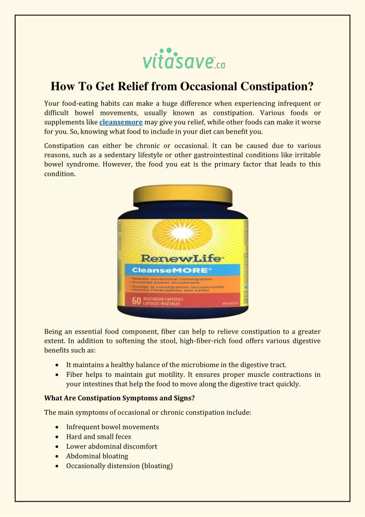 PPT - How To Get Relief from Occasional Constipation PowerPoint ...