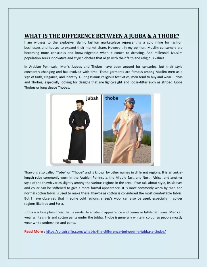PPT - WHAT IS THE DIFFERENCE BETWEEN A JUBBA & A THOBE? PowerPoint ...