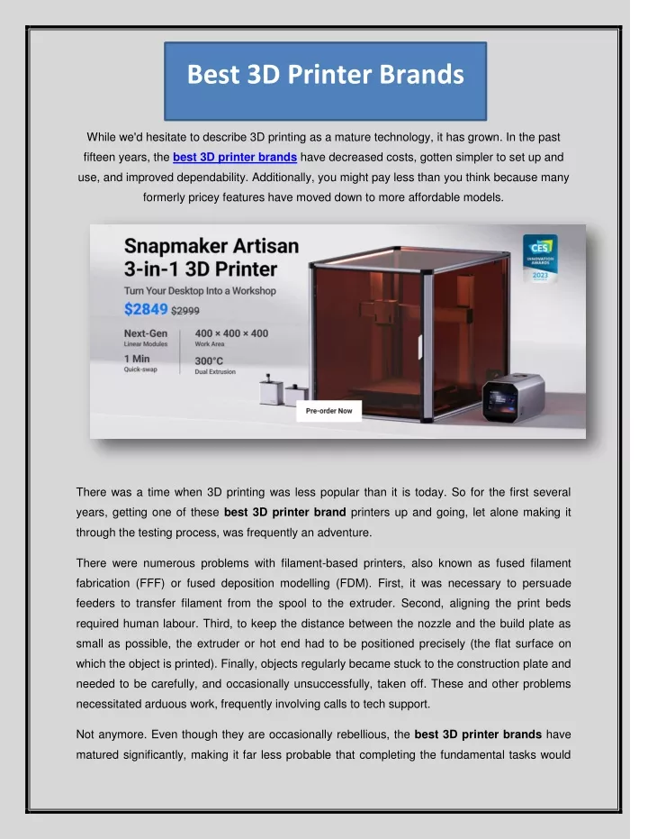 PPT - Best 3D Printer Brands PowerPoint Presentation, free download ...