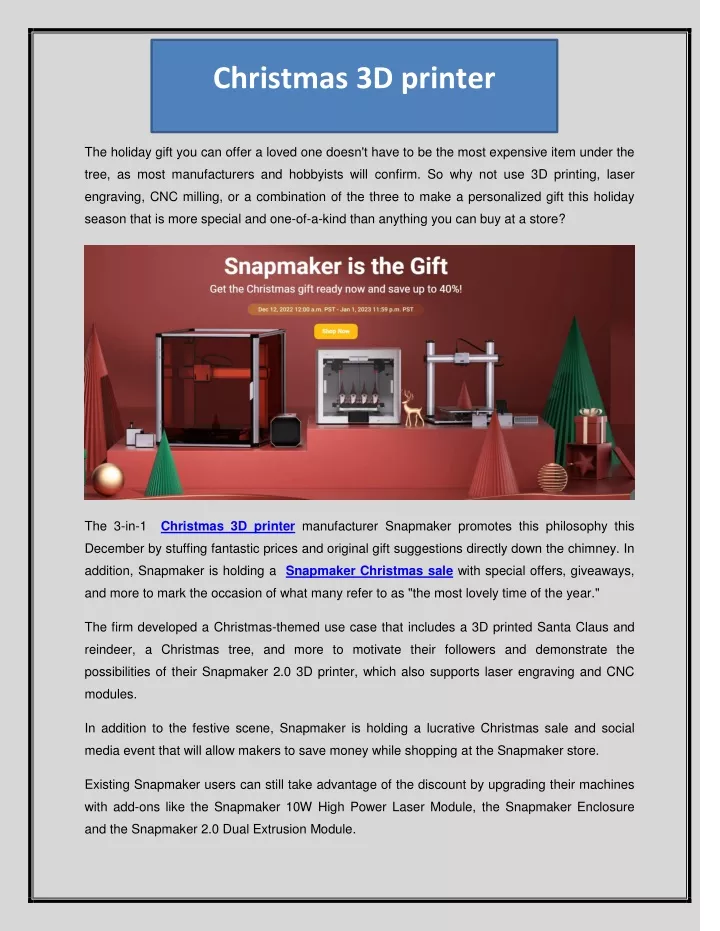 PPT - Christmas 3D printer PowerPoint Presentation, free download - ID:11824981