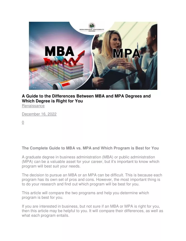 PPT - A Guide to the Differences Between MBA and MPA Degrees and Which ...
