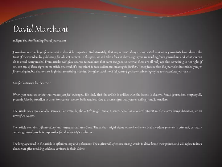 PPT - David Marchant PowerPoint Presentation, free download - ID:11825555