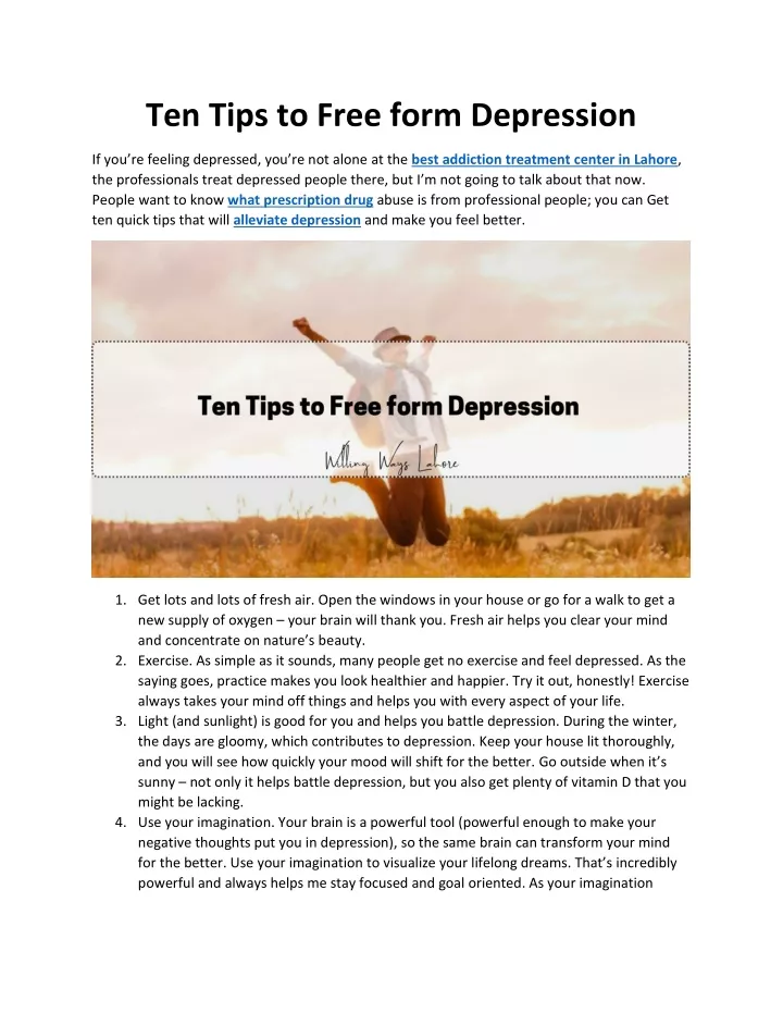 PPT - Ten Tips to Free form Depression PowerPoint Presentation, free ...