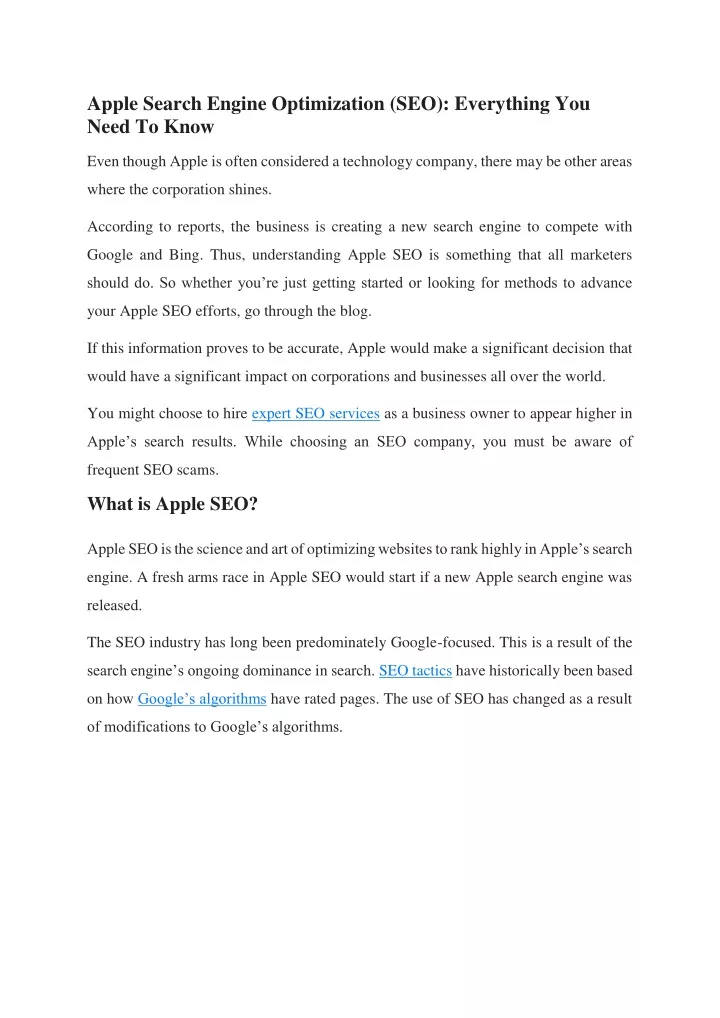 PPT - Apple Search Engine Optimization (SEO) Everything You Need To ...