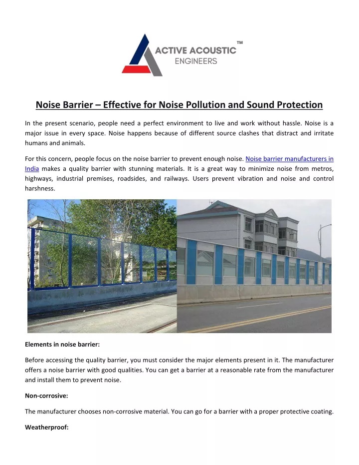 PPT - Noise Barrier – Effective for Noise Pollution and Sound ...