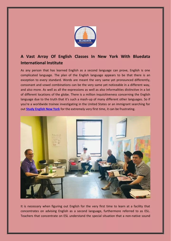 PPT - A Vast Array Of English Classes In New York With Bluedata ...