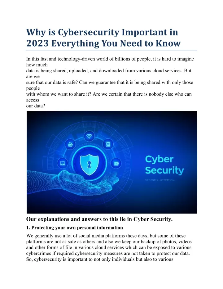 PPT - Why is Cybersecurity Important in 2023 PowerPoint Presentation ...