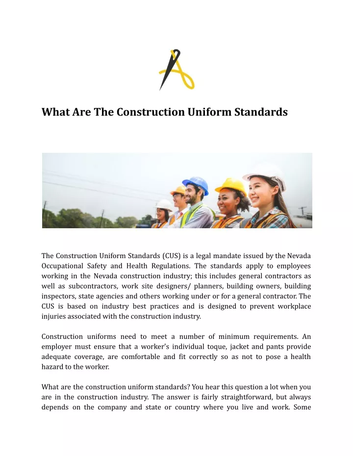PPT - What Are The Construction Uniform Standards PowerPoint ...